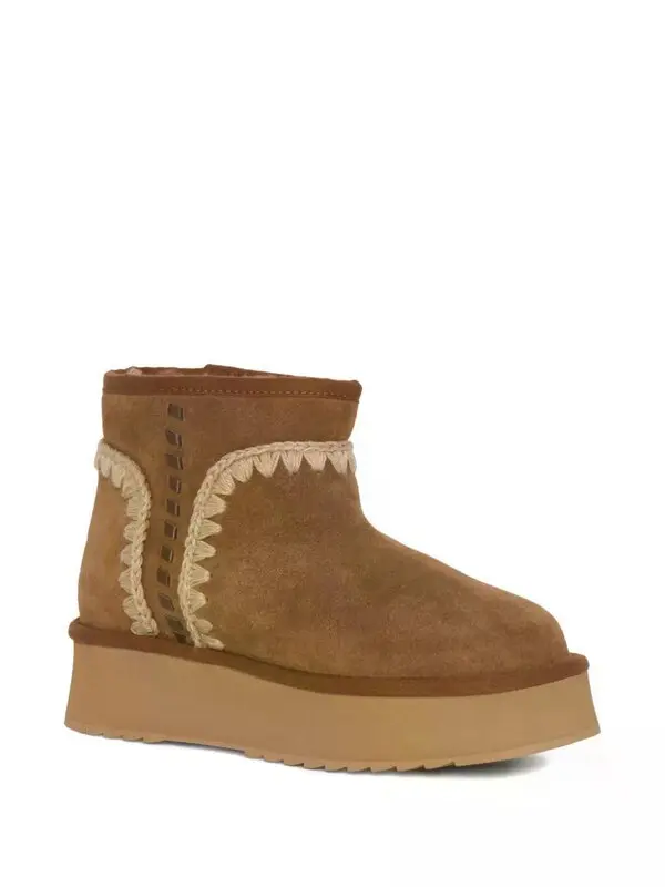 Mou Round-toe Platform Boots - Brown