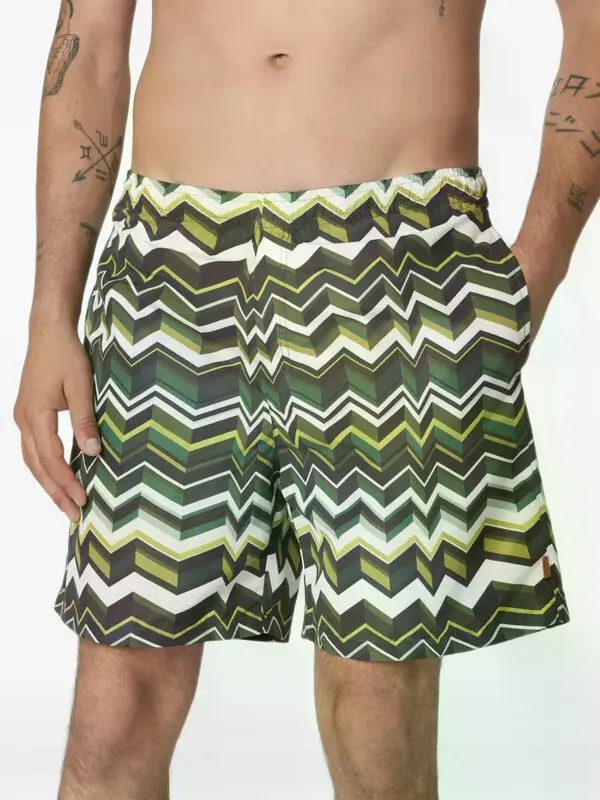Missoni Zigzag Pattern Swim Shorts - Green