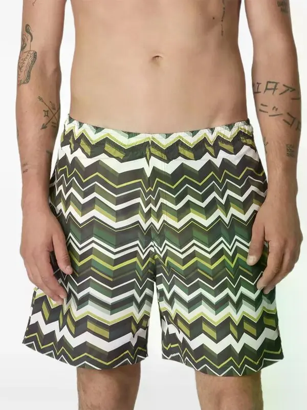 Missoni Zigzag Pattern Swim Shorts - Green