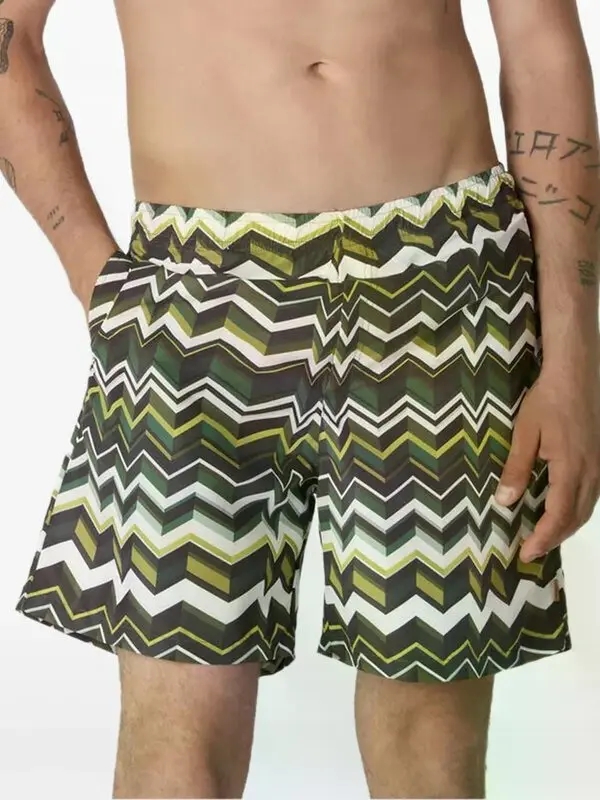 Missoni Zigzag Pattern Swim Shorts - Green
