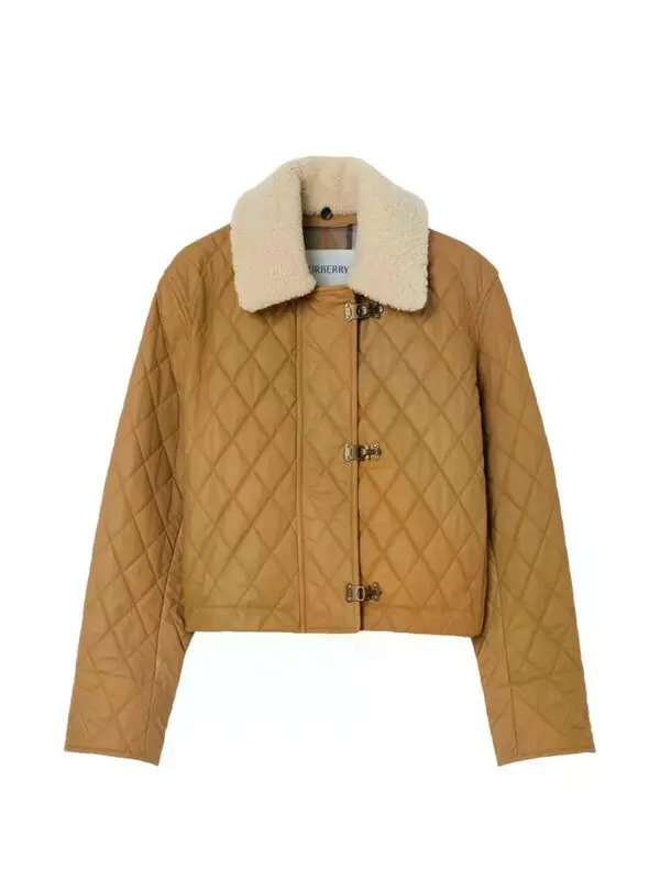 Burberry Quilted Jacket With Detachable Shearling Collar - Brown