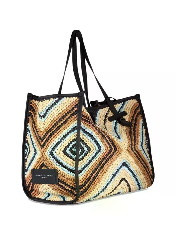 GIANNI CHIARINI Chevron-weave Tote Bag - Neutrals
