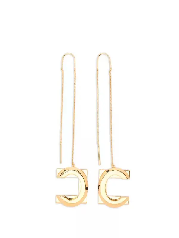 Elisabetta Franchi Logo-drop Earrings - Gold