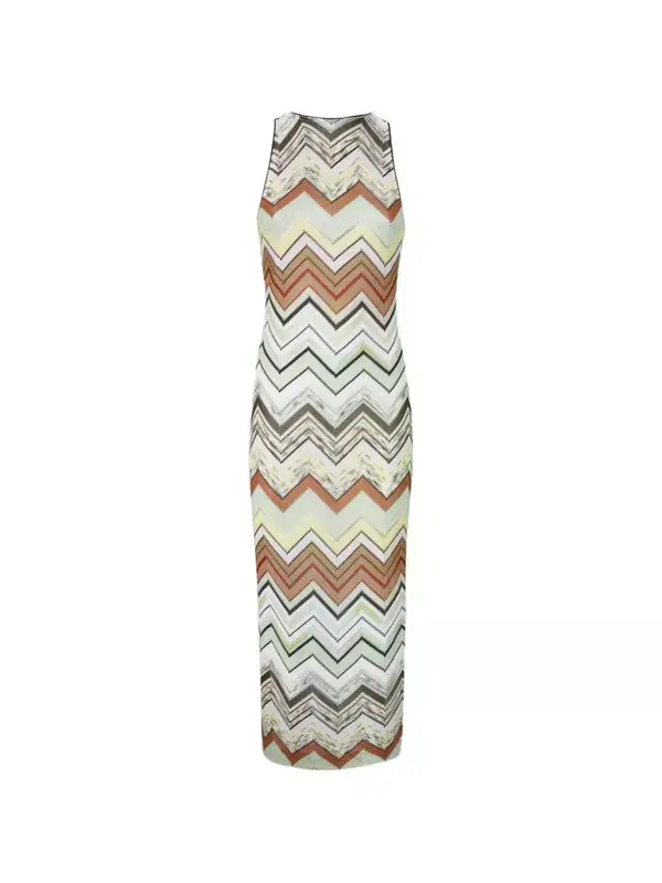 Missoni Chevron Pattern Midi Dress - Neutrals