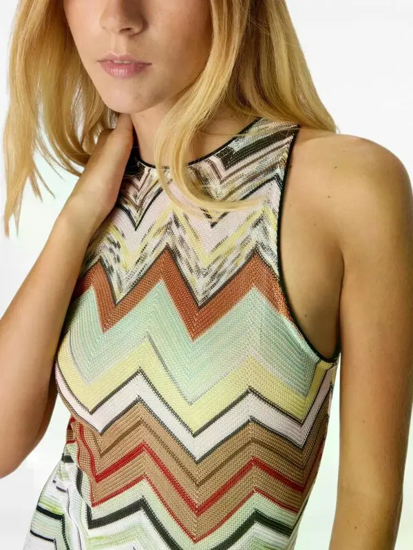 Missoni Chevron Pattern Midi Dress - Neutrals
