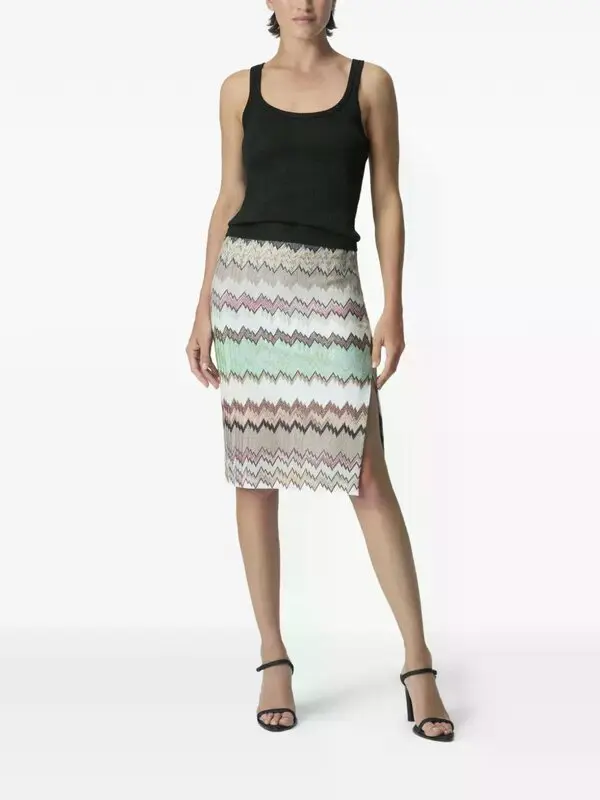 Missoni Chevron Slit Midi Skirt