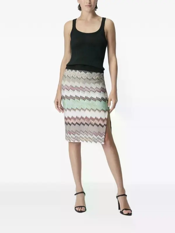Missoni Chevron Slit Midi Skirt