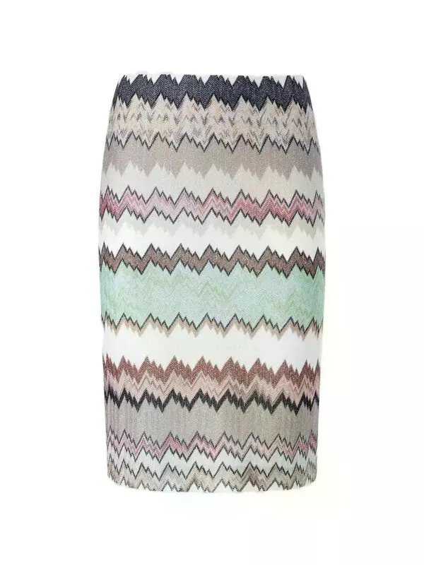 Missoni Chevron Slit Midi Skirt - Neutrals