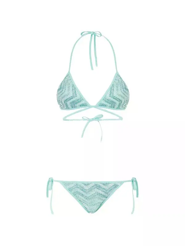 Missoni Zigzag-pattern Tie-fastening Bikini Set - Blue