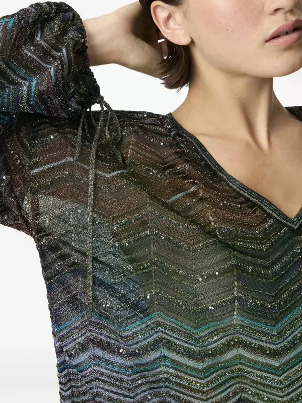 Missoni Chevron-pattern Tie-detail Blouse