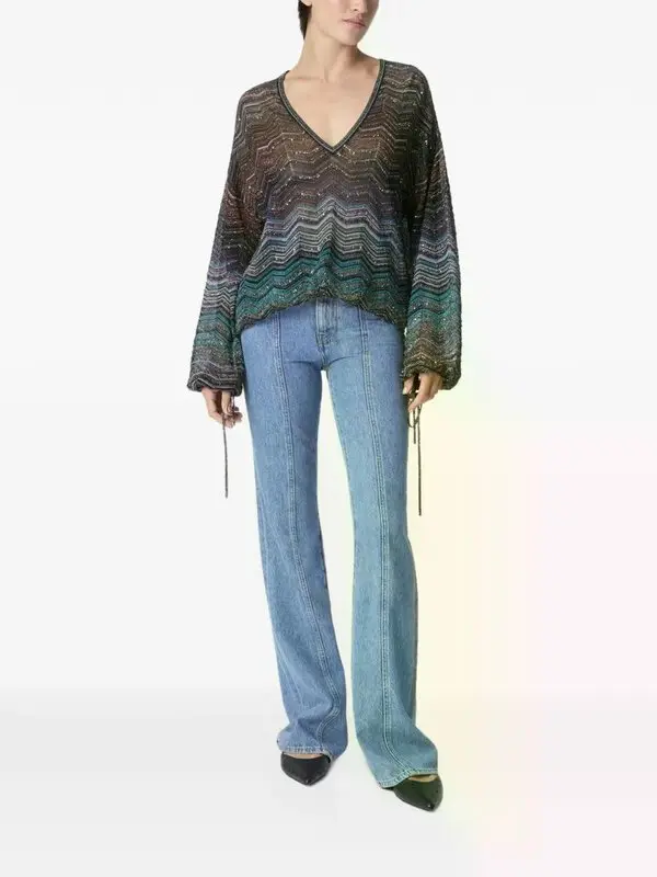 Missoni Chevron-pattern Tie-detail Blouse