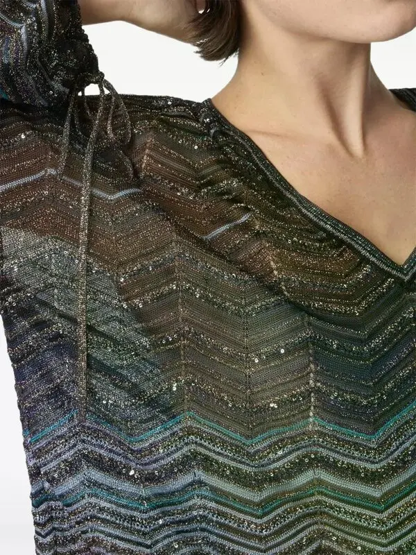 Missoni Chevron-pattern Tie-detail Blouse