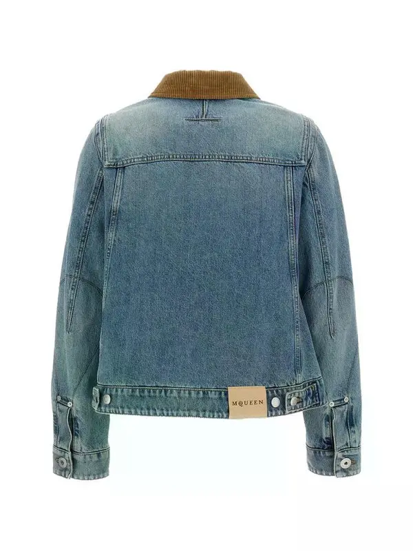 Alexander McQueen Corduroy-collar Denim Jacket - Blue