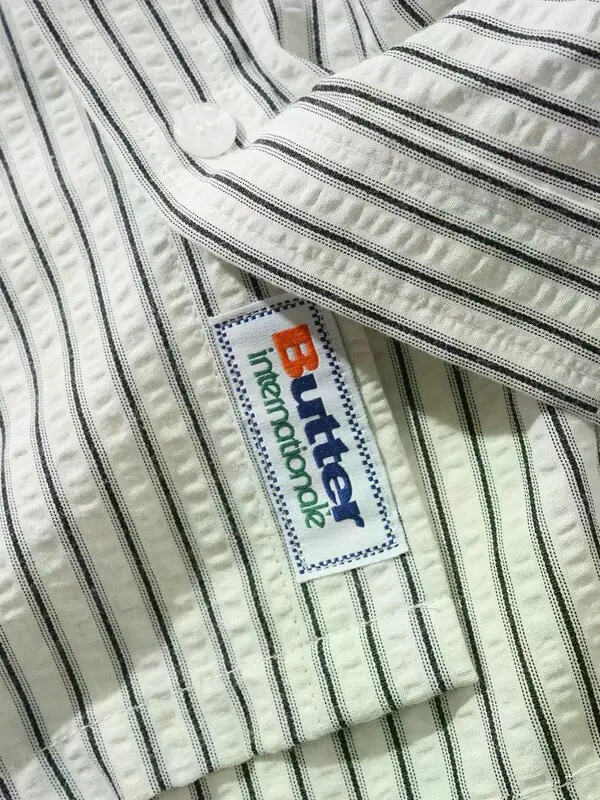 BUTTER GOODS Striped Embroidered Shirt