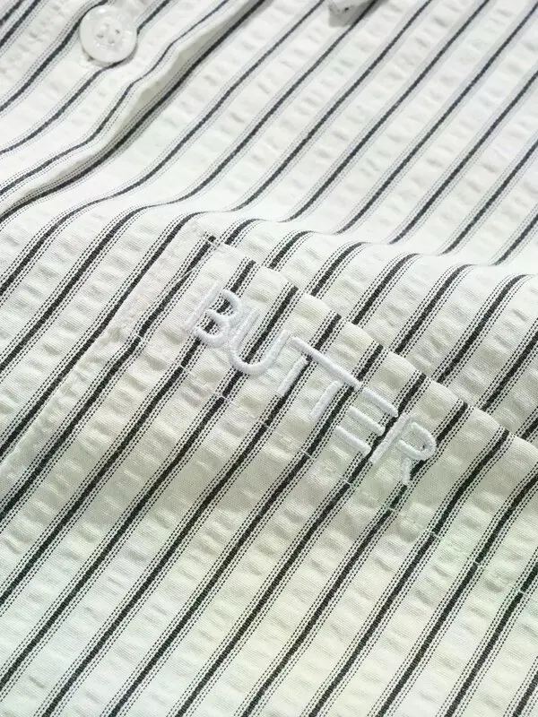 BUTTER GOODS Striped Embroidered Shirt