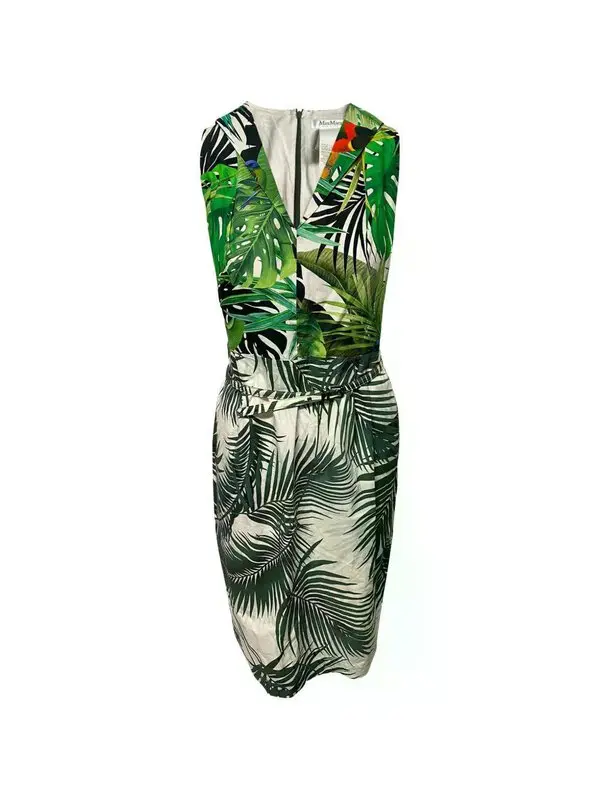 Max Mara Tropical Print Belted Dress