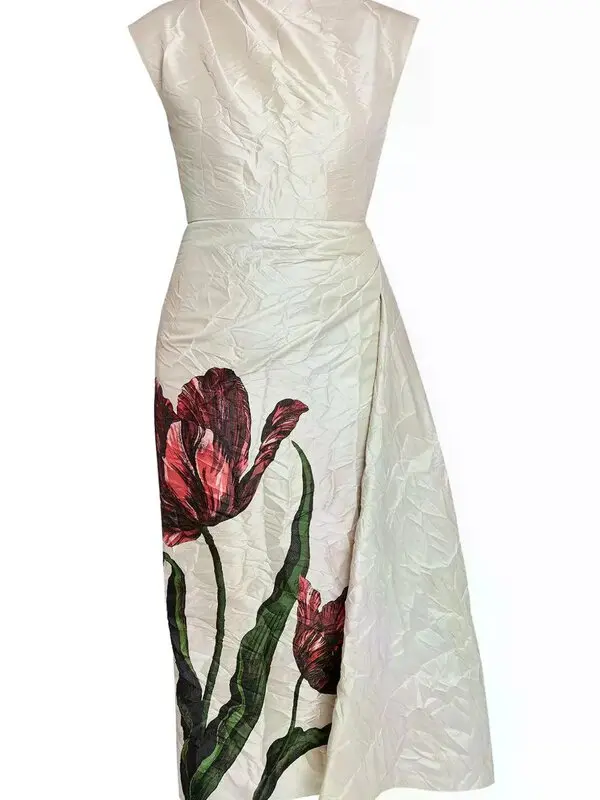 Erdem Floral Print Midi Dress - Neutrals