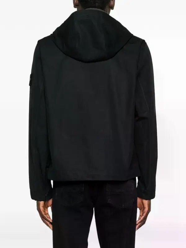 Stone Island Zip-up Hooded Jacket - Black