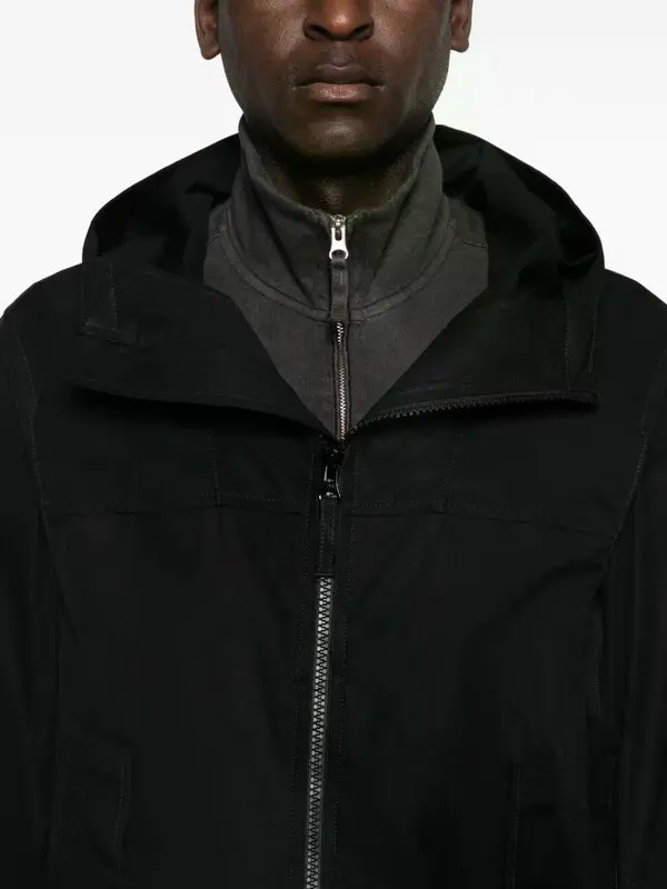 Stone Island Zip-up Hooded Jacket - Black