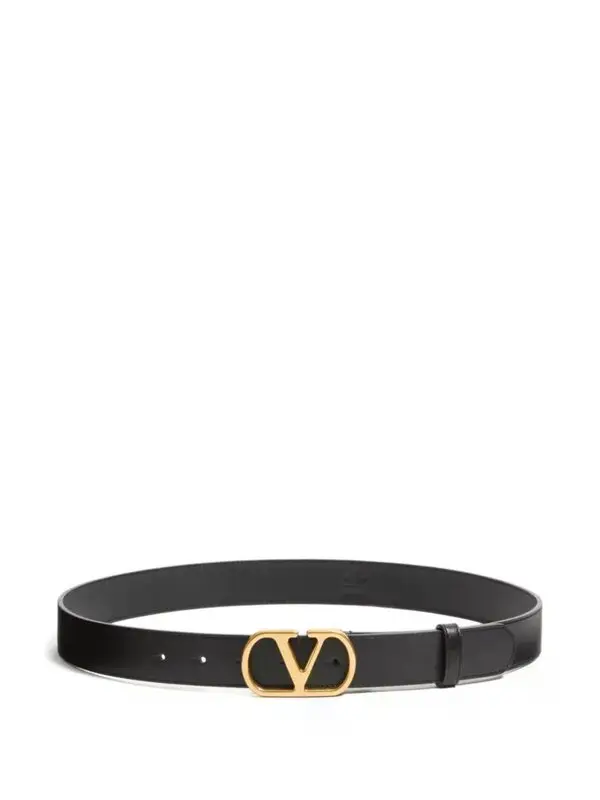 Valentino Garavani Vlogo Signature Leather Belt - Black