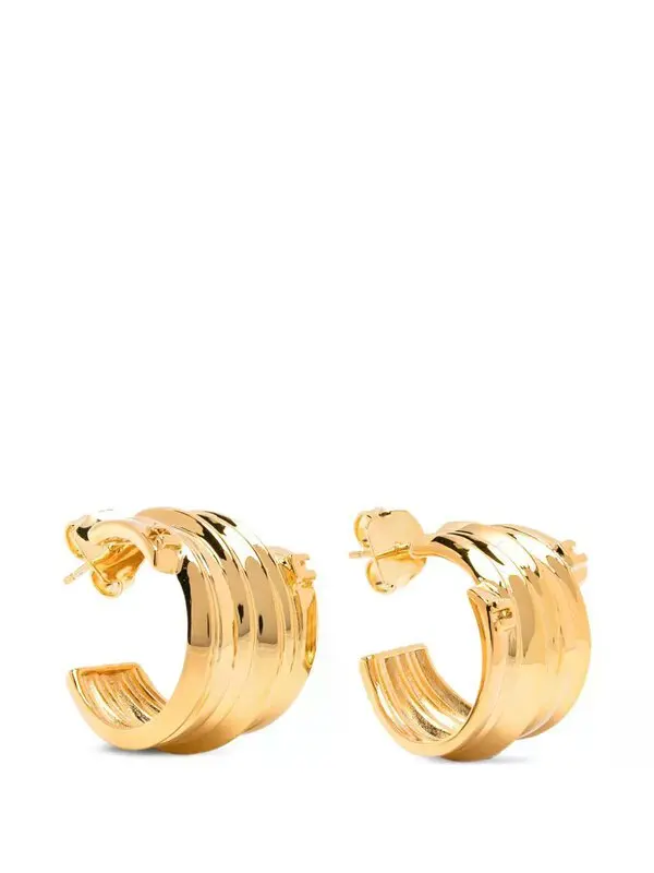Elisabetta Franchi Ridged Hoop Earrings - Gold