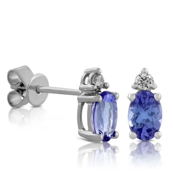 Benbridge Tanzanite And Diamond Stud Earrings - Blue