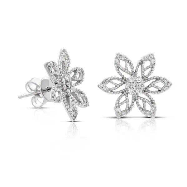 Benbridge Floral Diamond Stud Earrings - Wg
