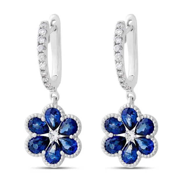 Benbridge Flower-shaped Sapphire And Diamond Earrings - Wg