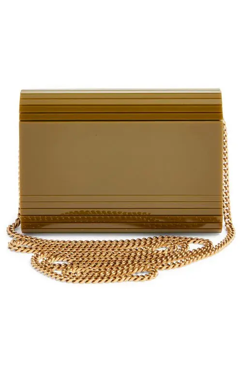 Saint Laurent Mini Vicky Plexiglas Minaudiere - Khaki