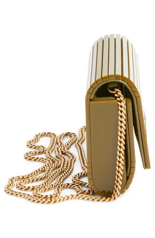 Saint Laurent Mini Vicky Plexiglas Minaudiere - Khaki