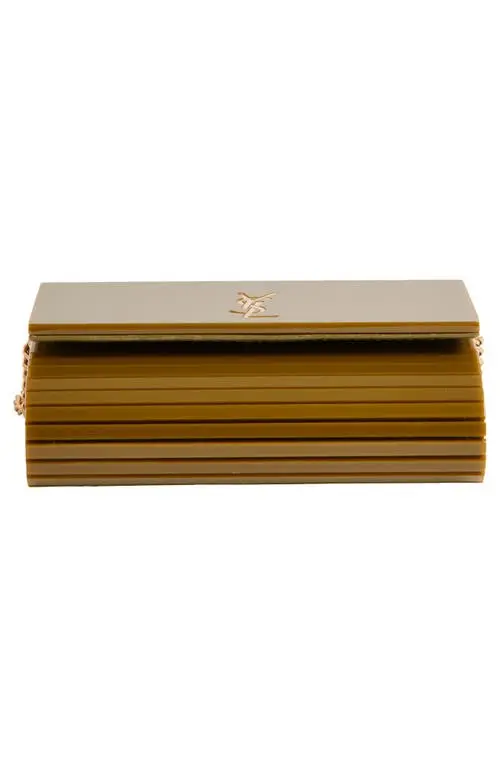 Saint Laurent Mini Vicky Plexiglas Minaudiere - Khaki
