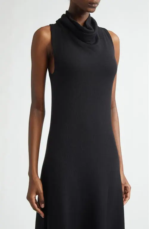 TOM FORD Cowl Neck Wool Blend Piqué Knit Dress - Black