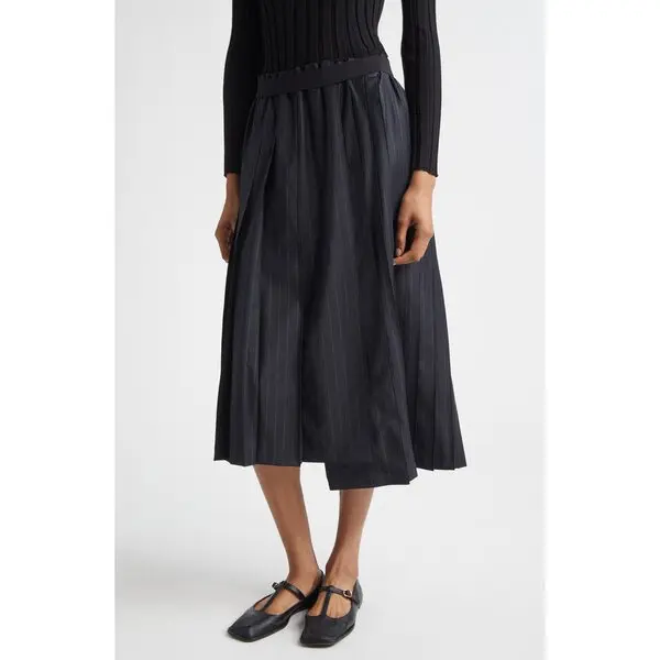 NACKIYE Joan Pinstripe Stretch Wool-blend Skirt