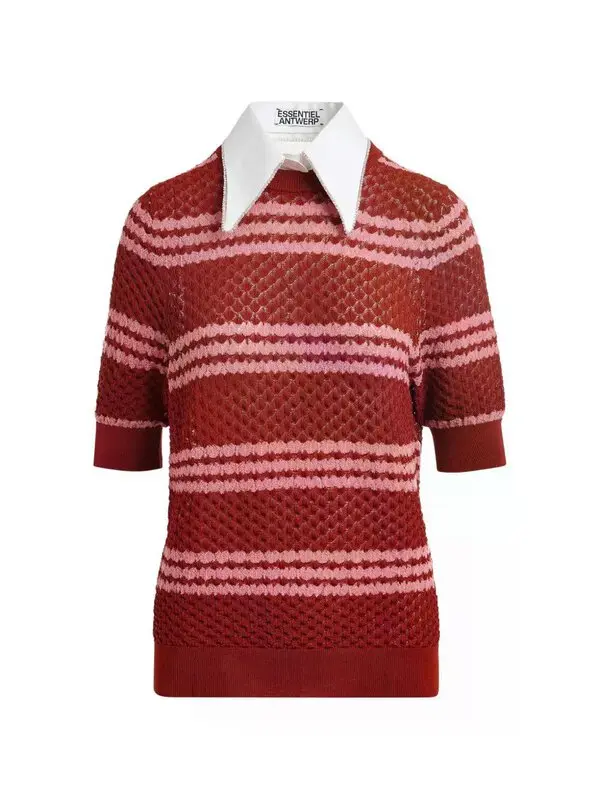 Essentiel Antwerp Striped T-shirt With Embellished Collar