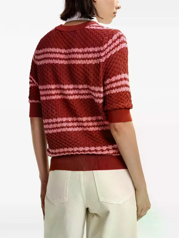 Essentiel Antwerp Striped T-shirt With Embellished Collar