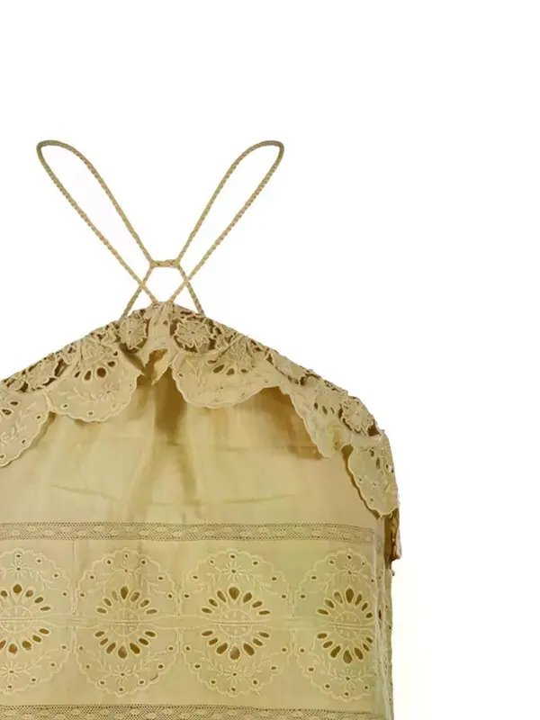 MARANT ETOILE Eyelet & Ruffled Halter Top