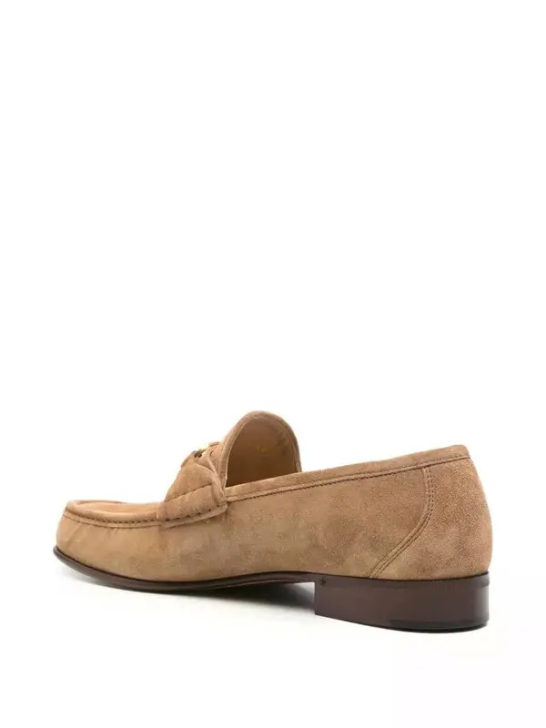 Valentino Garavani Suede Loafers With Logo Plaque - Neutrals