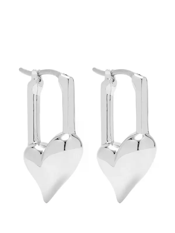 Jenny Bird Heart Hoop Earrings - Silver