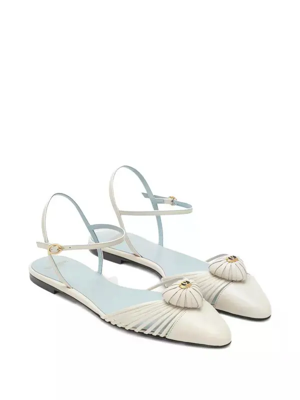 Valentino Garavani Off-white Pumps With Flower Detail And Ankle Strap