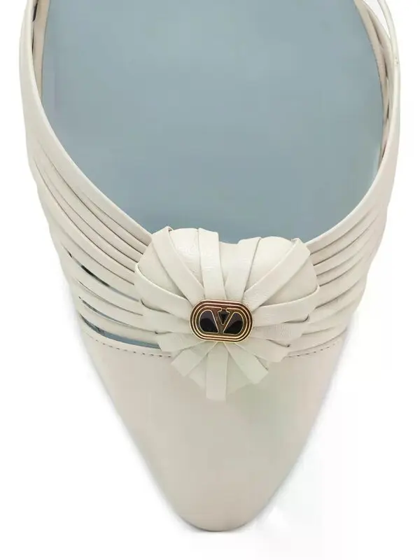 Valentino Garavani Off-white Pumps With Flower Detail And Ankle Strap