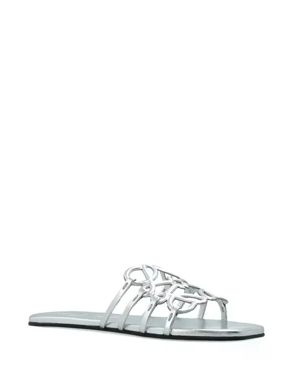 Loewe Cut-out Detail Flat Sandals - Silver