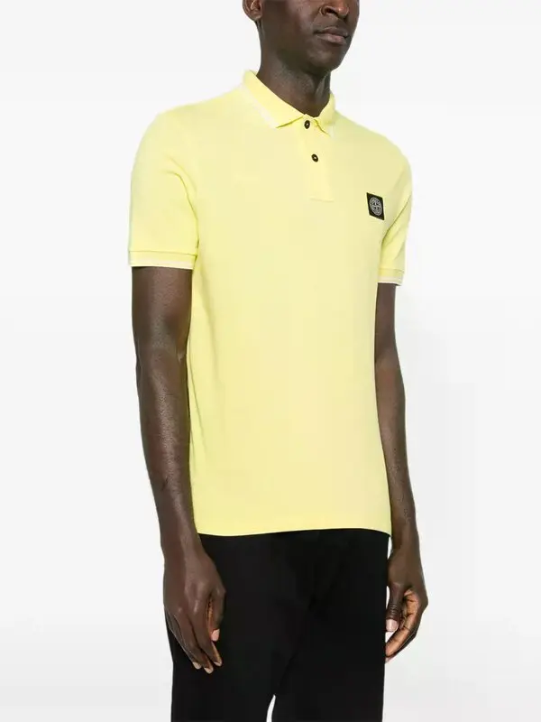 Stone Island Ribbed Trim Polo Shirt - Yellow