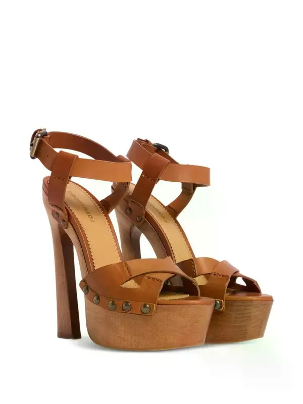 Dsquared2 Leather Studded Platform Stiletto Sandals