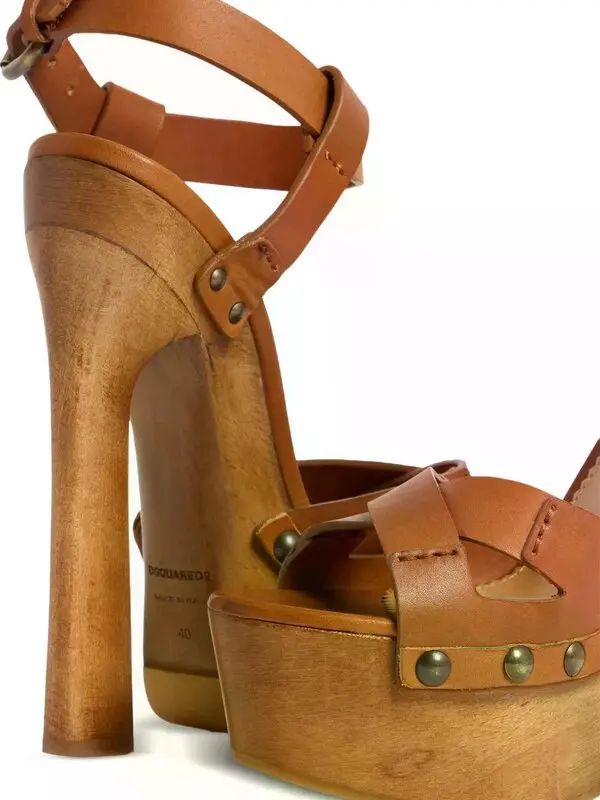 Dsquared2 Leather Studded Platform Stiletto Sandals
