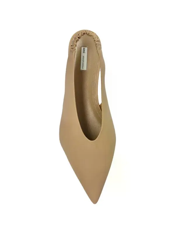 AMI Paris Point-toe Elasticated Flat Pumps - Neutrals