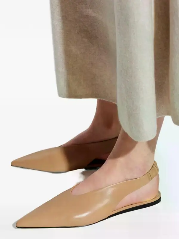 AMI Paris Point-toe Elasticated Flat Pumps - Neutrals