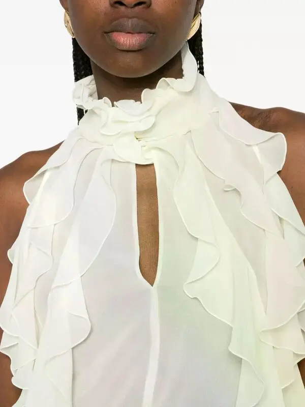 Alexander McQueen Ruffled Sleeveless Blouse - Neutrals