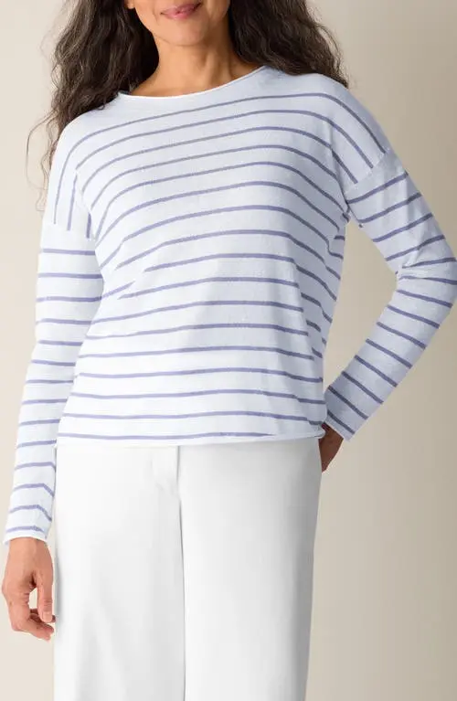 Eileen Fisher Organic Linen And Cotton Crewneck Relaxed Sweater - Haze