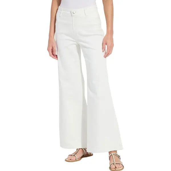 Lyssé Iris Flat Front Wide Leg Jeans - Ecru White