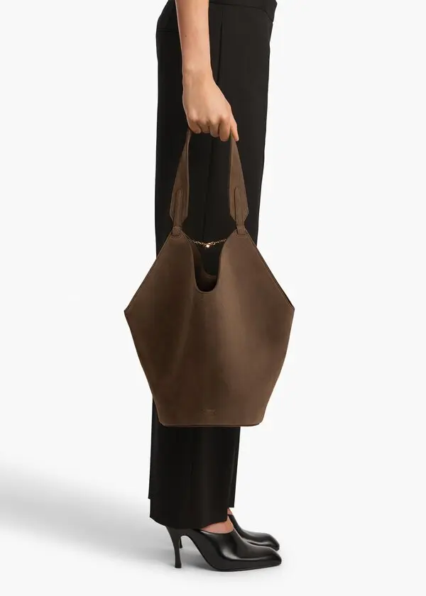 Khaite Small Lotus Suede Tote - Cedar